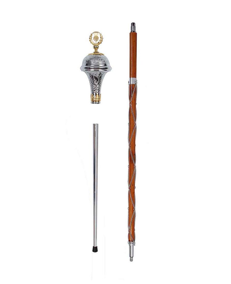 Drum Major Mace Stave &stick Embossed Head Chrome With Gold Thistle ...