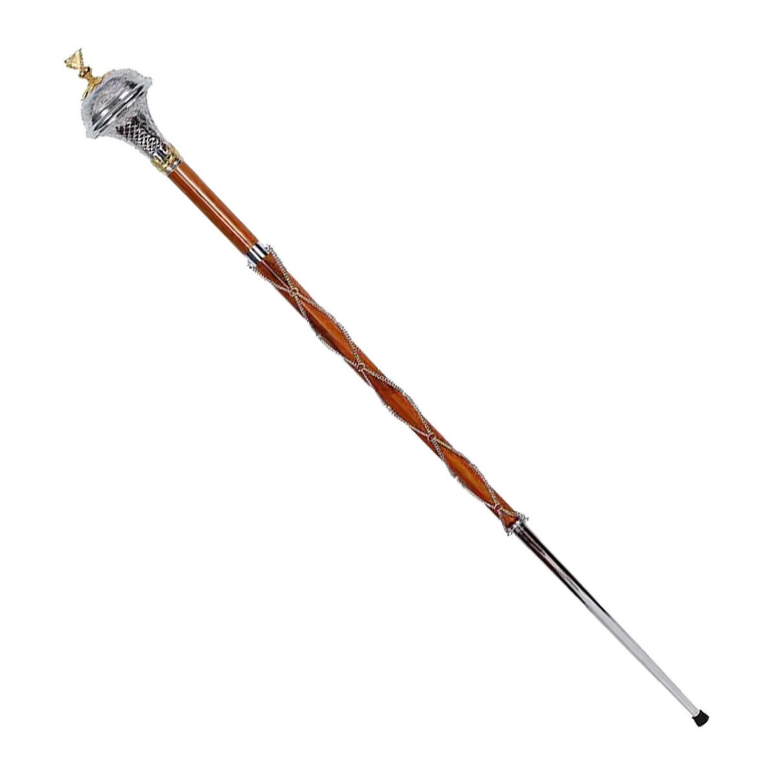 Drum Major Mace Stave & Stick Embossed Head Chrome With Gold Irish Harp ...