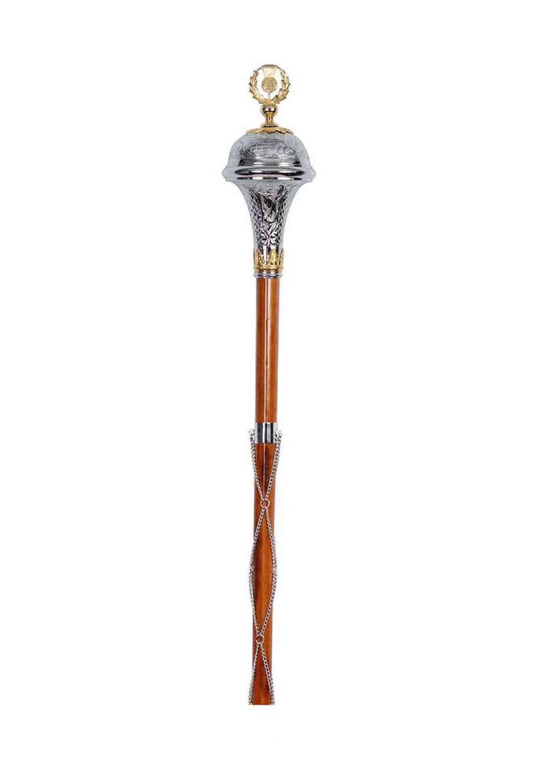 Drum Major Mace Stave &stick Embossed Head Chrome With Gold Thistle ...