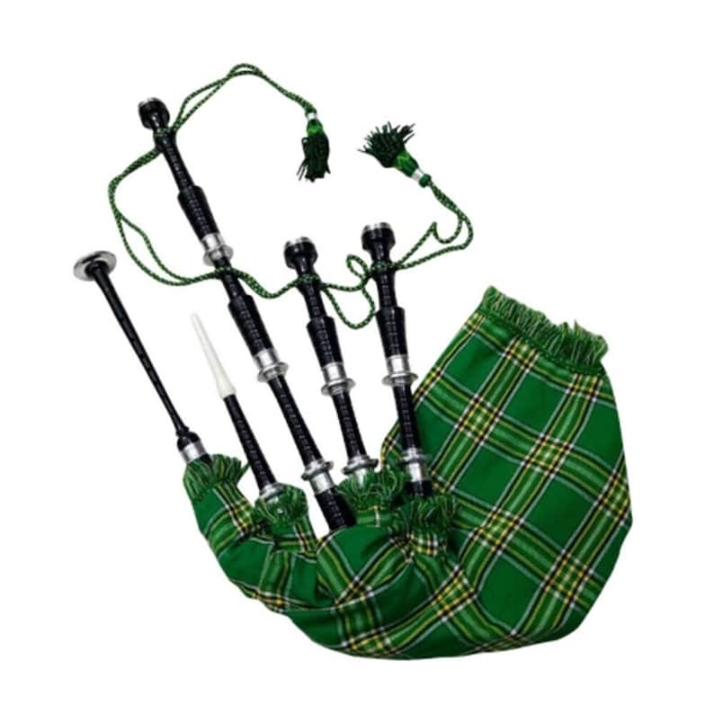 New Irish Green Tartan Scottish Highland Bagpipe Rosewood Black Silver ...
