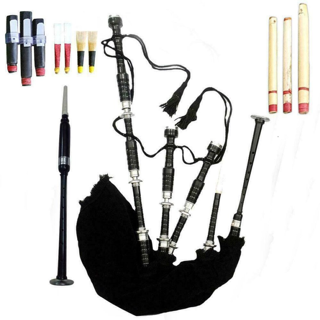 Highland Rosewood Bagpipe Full Silver Mounts Black Cover With Bag ...