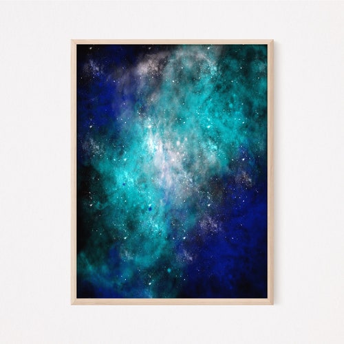 Art PRINT Blue Milky Way Galaxy Mountains Moon Landscape - Etsy