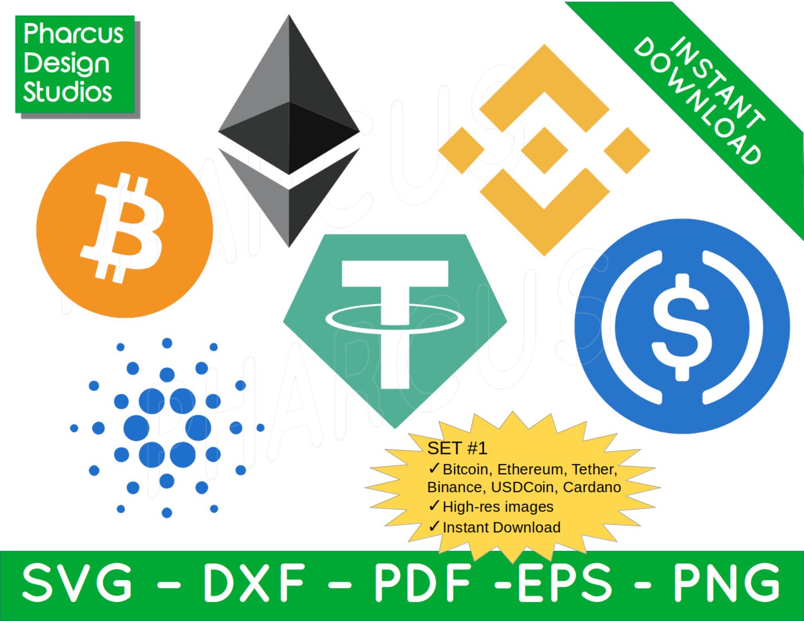 Cryptocurrency SVG Icons / Logos Set 1: Bitcoin, Ethereum, Tether ...