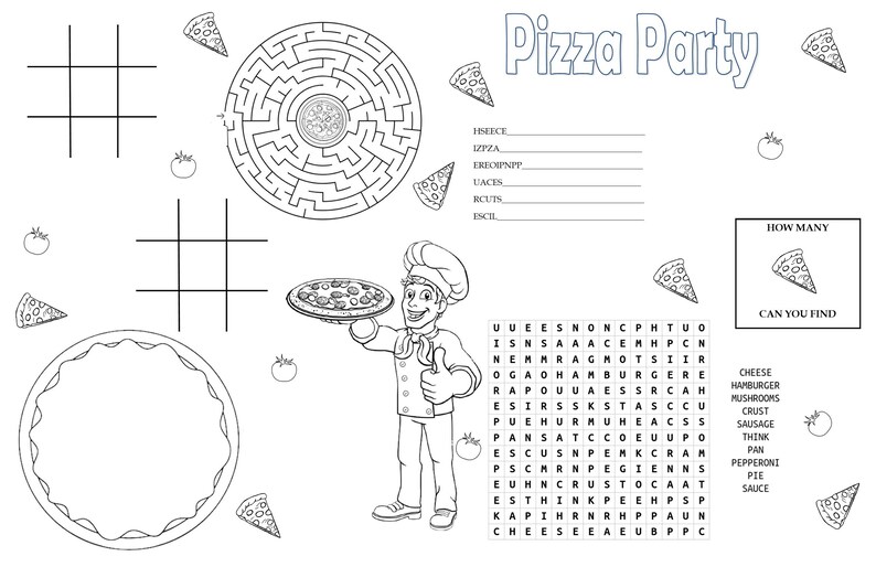 Pizza Party Activity Placemat - Etsy