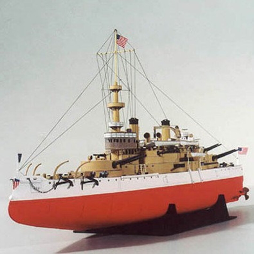 Uss Oregon Navy Papercraft 3d, Full Color Instructions - Etsy