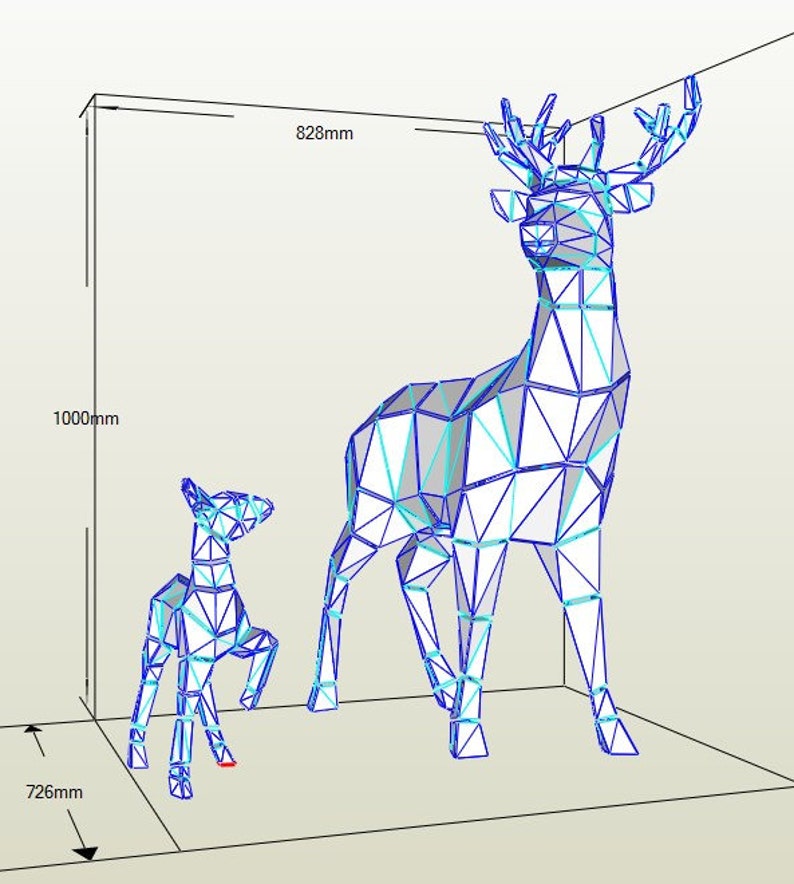 Reno tamaño real hijo papercraft bl/negro navidad deco armable - Etsy ...