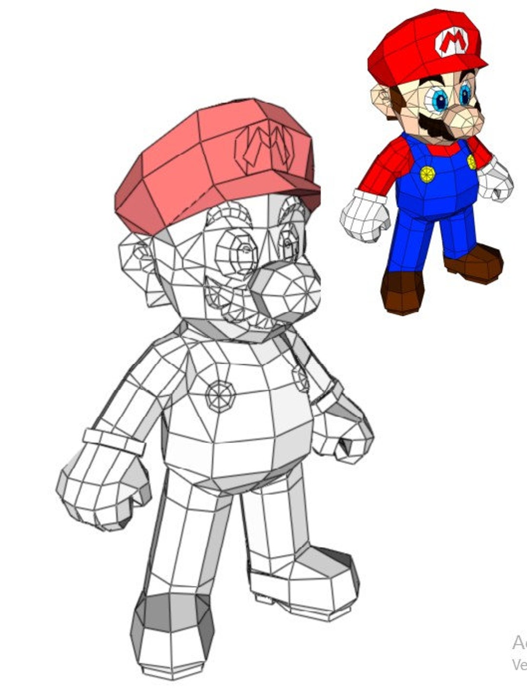 Mario Bros 1 Mt Papercraft Lowpoly 3d Buildable Printable Black and ...