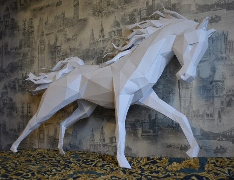 Horse Bl/black Buildable Papercraft Lowpoly Deco 3d - Etsy