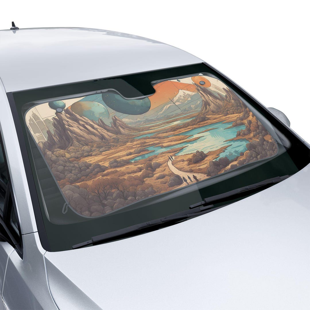 Artistic Car Sun Shades, Cosmic Landscape Car Accessories, Unique Auto ...