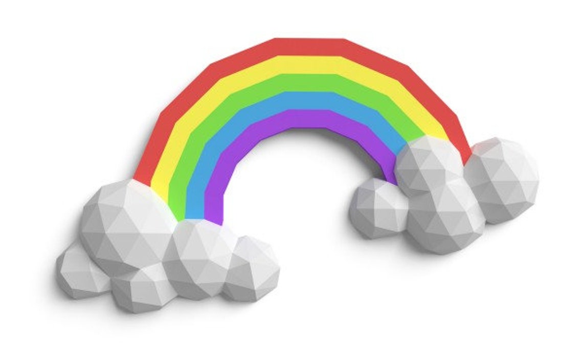 Cloud and Rainbow Papercraft Lowpoly 3d Buildable Printable - Etsy