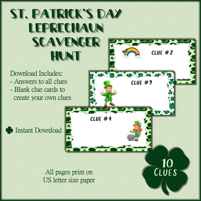 St. Patrick's Day Leprechaun Scavenger Hunt - Etsy