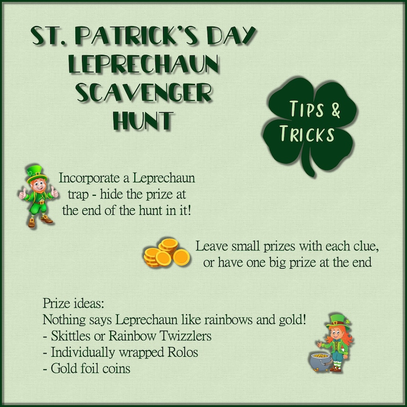 St. Patrick's Day Leprechaun Scavenger Hunt - Etsy
