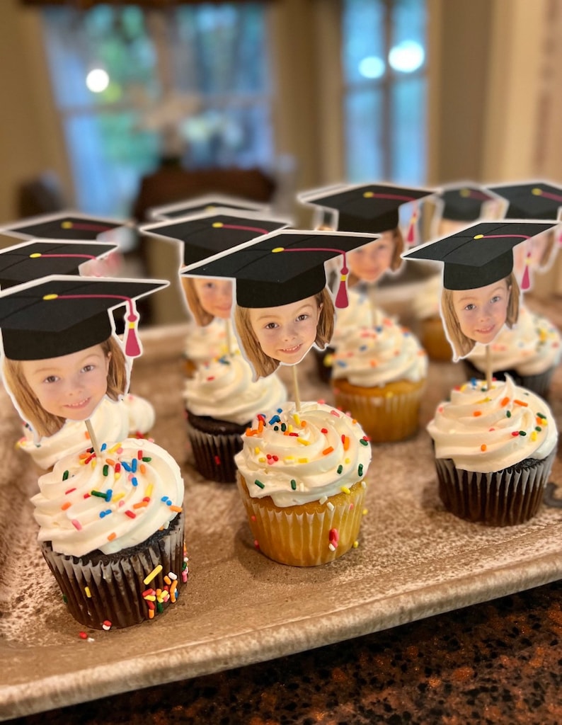 Graduation Cupcake Toppers Custom Photo Graduation Cupcake - Etsy