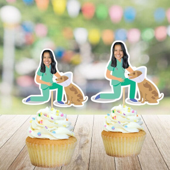 Vet/vet Assistant Custom Face Cupcake Toppers Veterinarian - Etsy