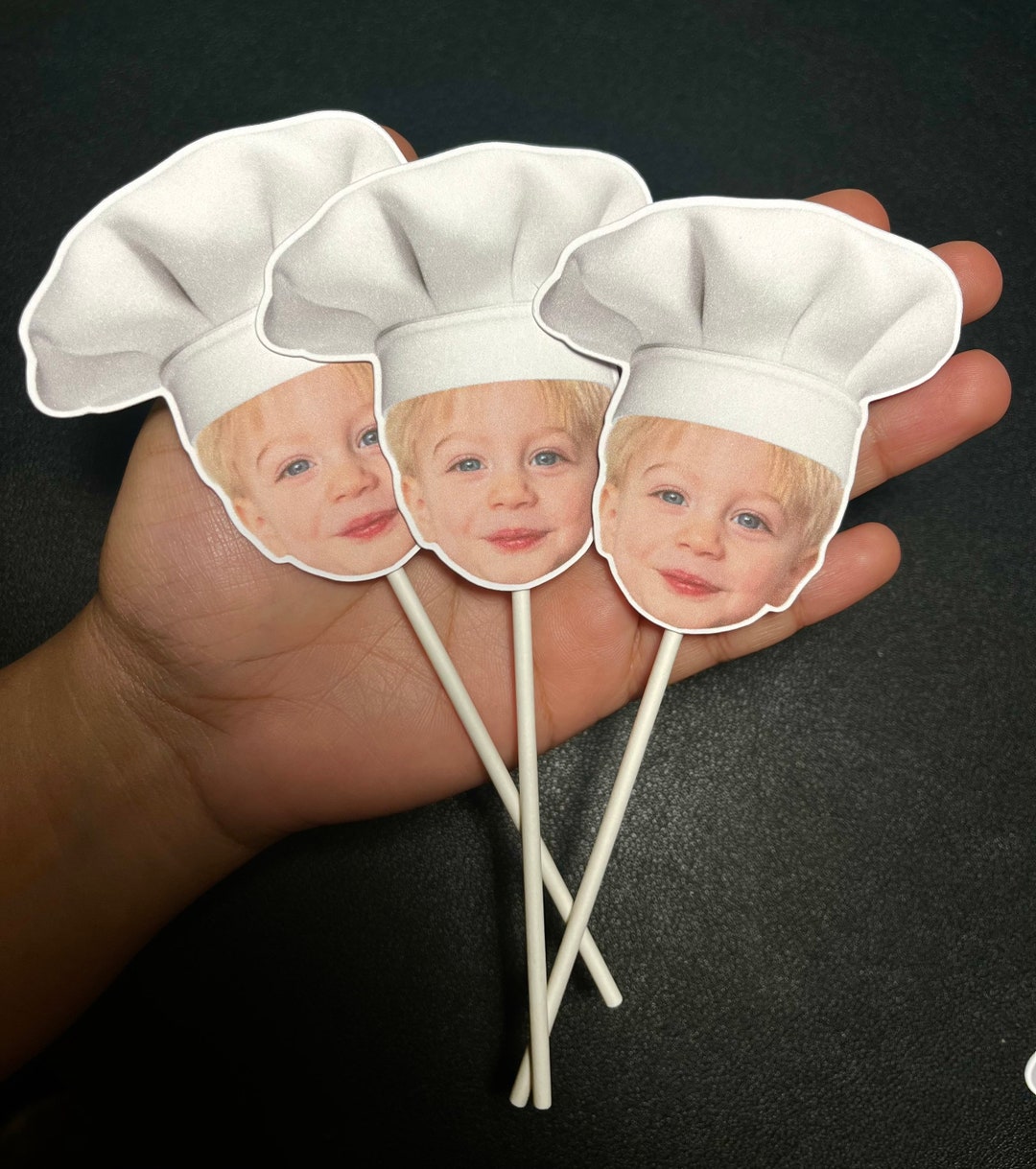 Chef Custom Face Cupcake Toppers/ Chef Hat Cupcake Topper - Etsy