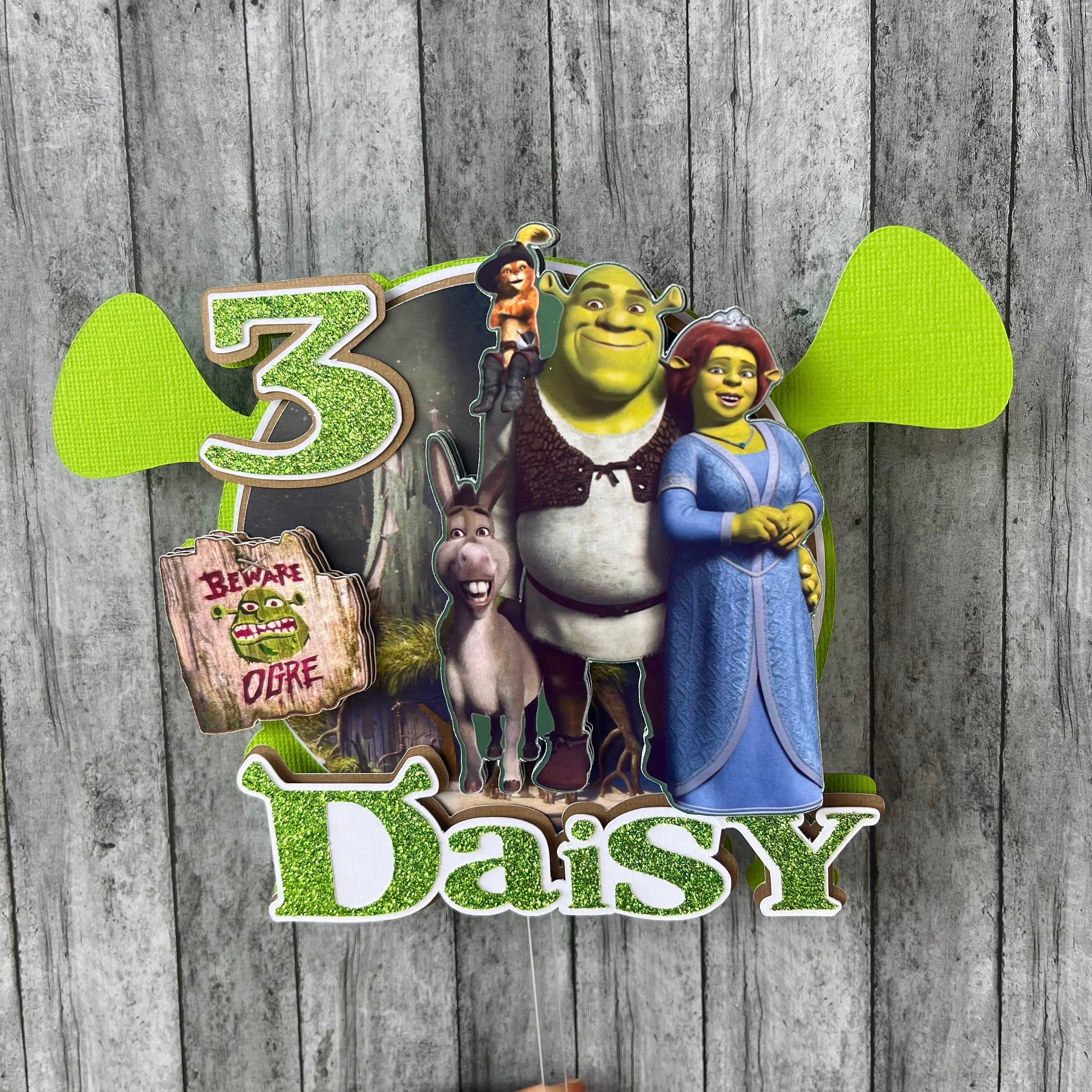 Inspired Shrek Cake Topper, Green Monster Cake Topper, Happily Ever ...