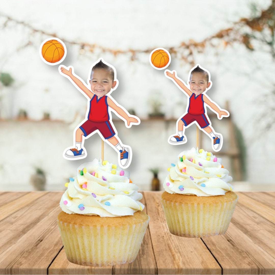 Basketball Custom Face Cupcake Toppers, Basketball Toppers, Basketball ...