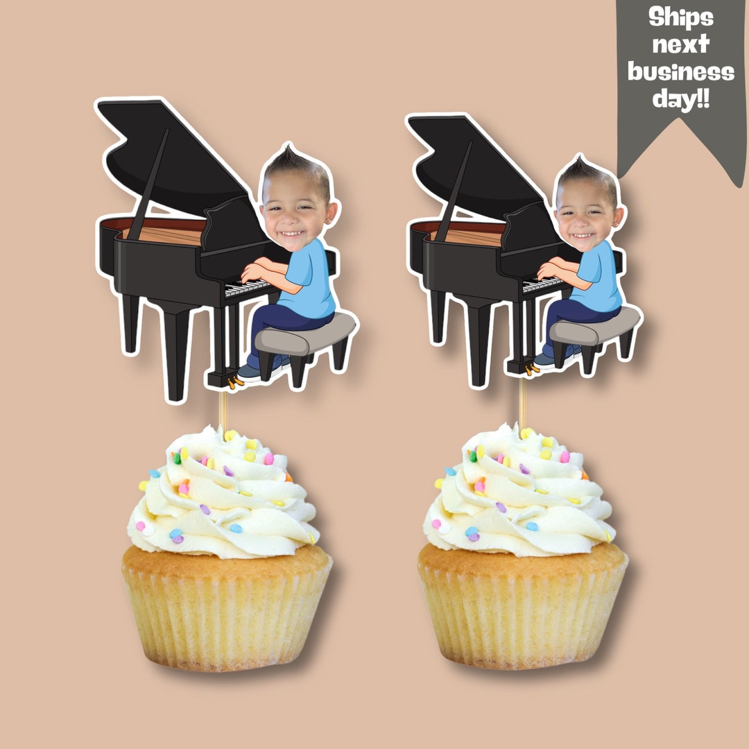 Personalized Photo Piano Cupcake Toppers/ Piano Party Toppers - Etsy