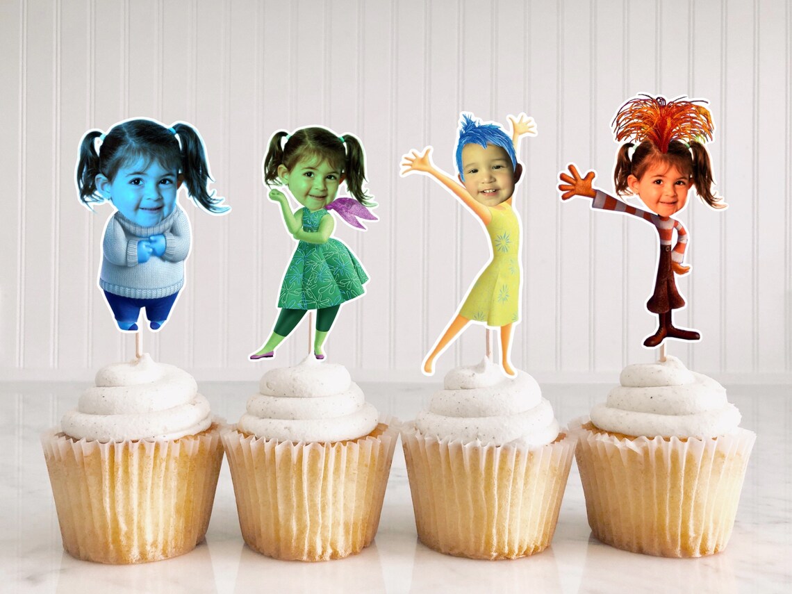 Inside Out Custom Face Cupcake Topper| Inside Out Birthday Decorations ...
