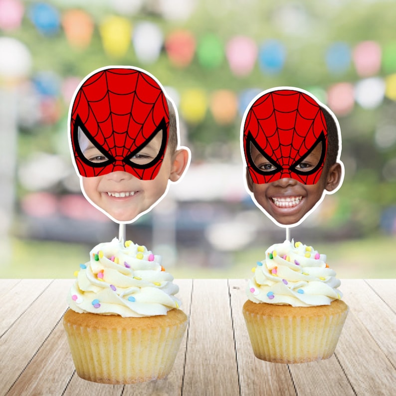 Spider Man Custom Face Cupcake Toppers - Etsy