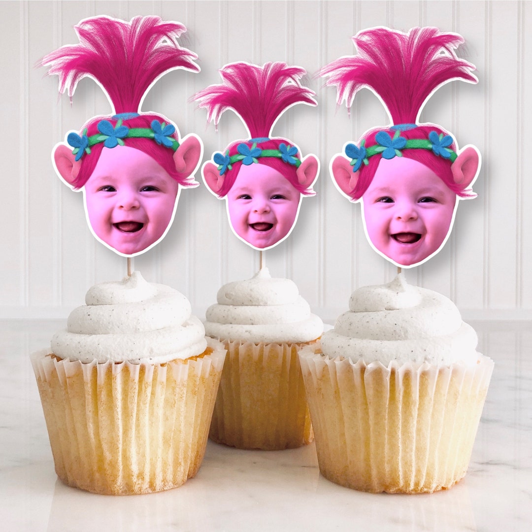 Poppy Trolls Custom Face Cupcake Toppers - Etsy