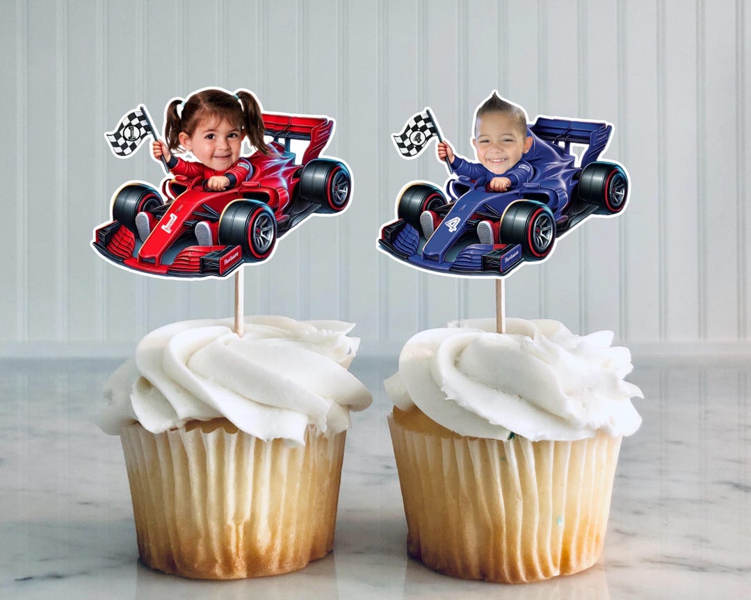 Racer Custom Face Cupcake Topper| Racer Birthday Decorations/ Cars - Etsy
