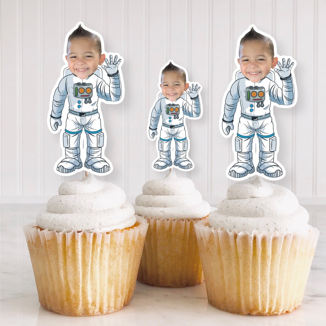 Astronaut Custom Face Cupcake Toppers, Astronaut Party Decoration ...
