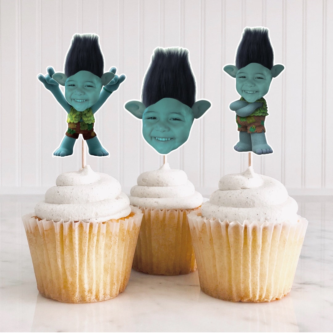 Branch Trolls Custom Face Cupcake Toppers - Etsy