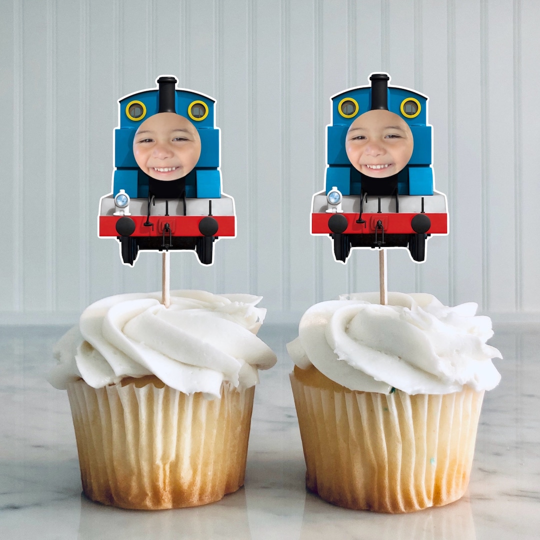 Train Custom Face Cupcake Topper| Trains Birthday Decorations - Etsy