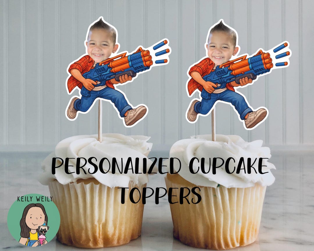 Nerf Guns Cupcake Toppers| Custom Face Cupcake Toppers - Etsy