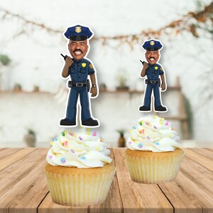 Police Custom Face Cupcake Toppers, Cupcake Toppers, Police Birthday ...