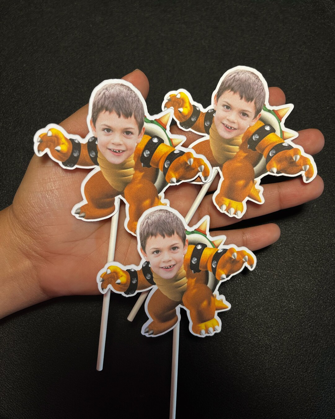 Bowser Custom Face Cupcake Toppers, Mario Decoration, Peaches Peaches ...