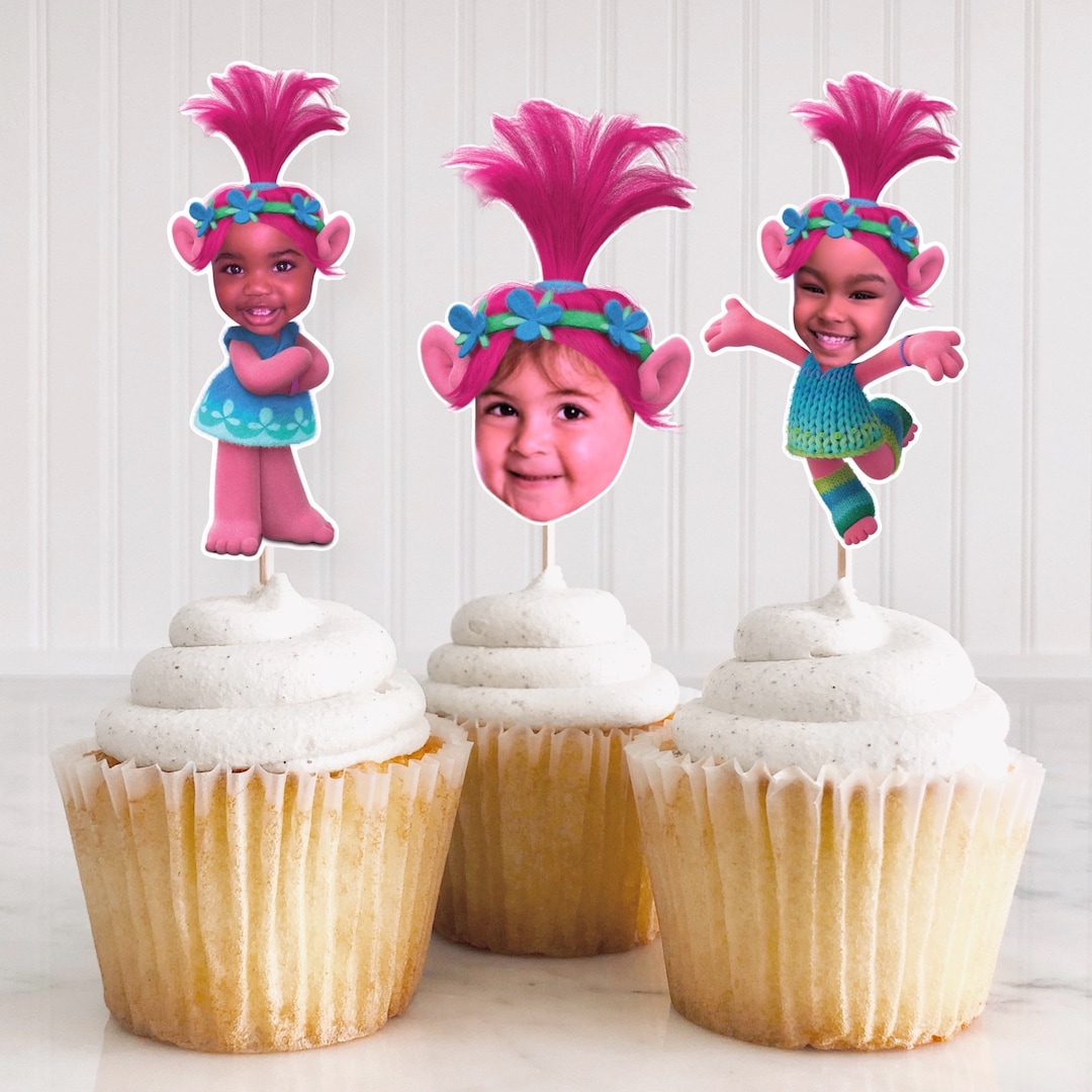 Poppy Trolls Custom Face Cupcake Toppers - Etsy