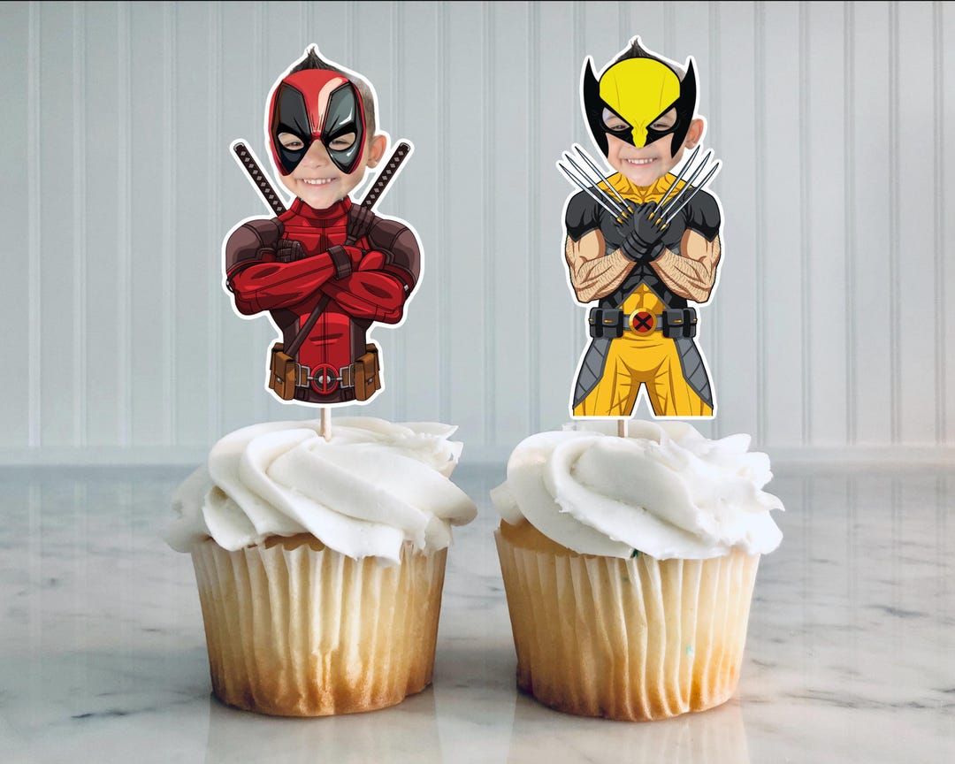 Deadpool Wolverine Custom Face Cupcake Toppers - Etsy