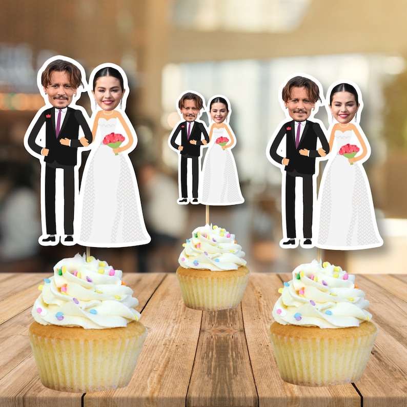 Wedding Custom Cupcake Toppers Engagement Cupcake Toppers - Etsy