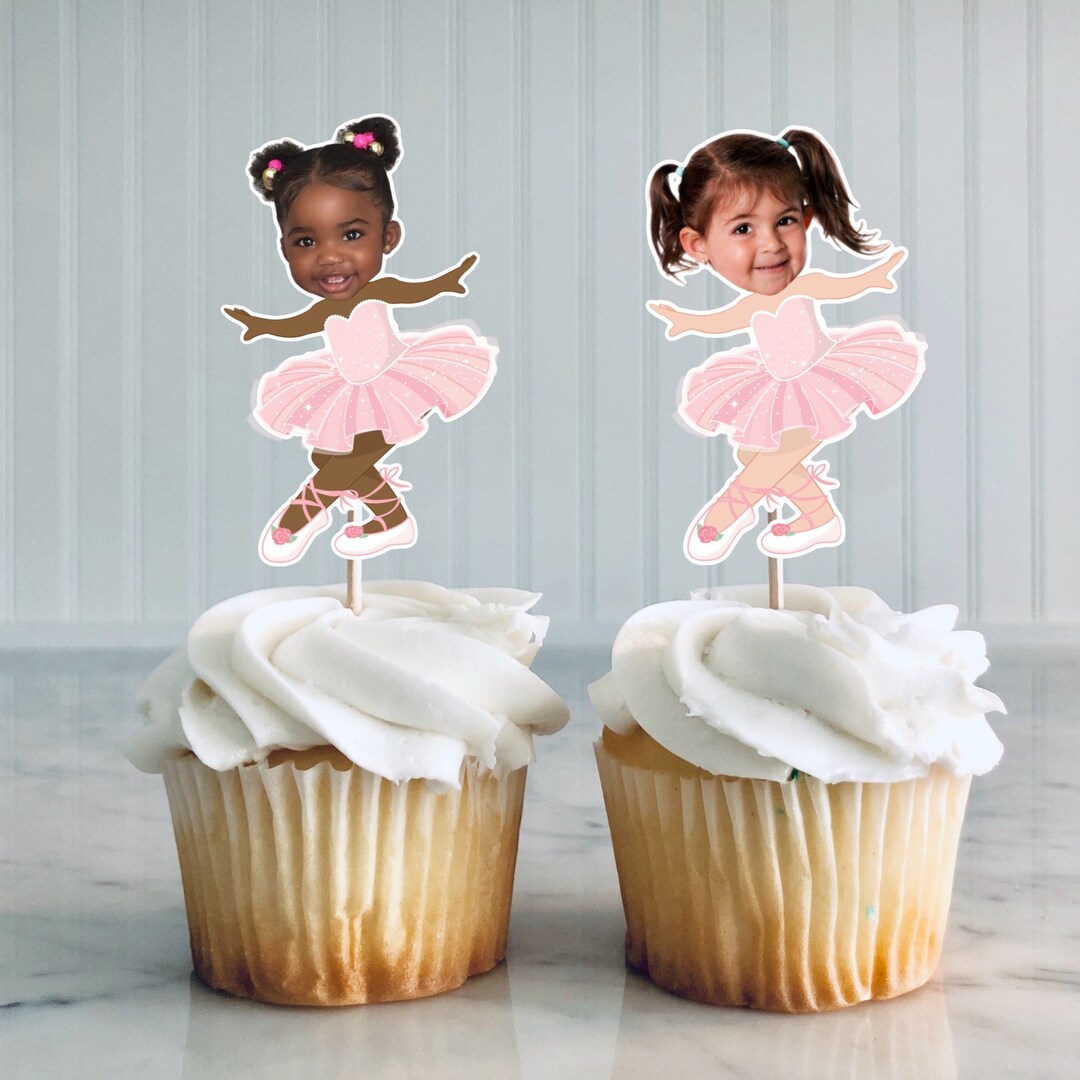 Ballerina Cupcake Topper Custom Face | Ballerina Decorations - Etsy