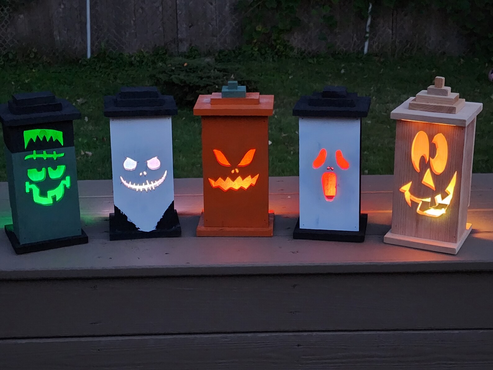 Wooden Jack-o-lantern Halloween Decoration Ultimate Painted Rustic ...