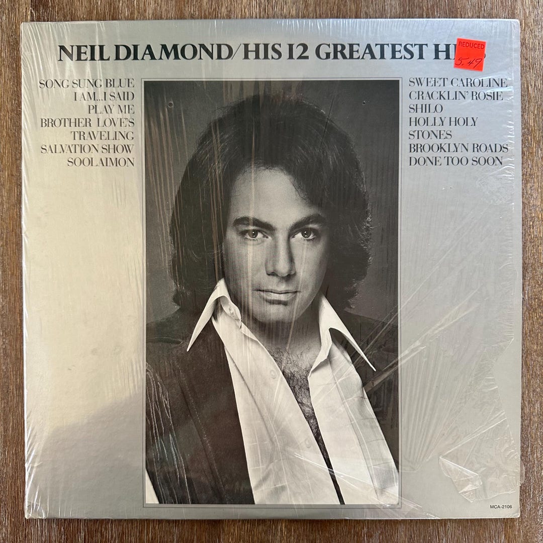Neil Diamond / His 12 Greatest Hits. Vintage Vinyl LP W/ sweet Caroline ...