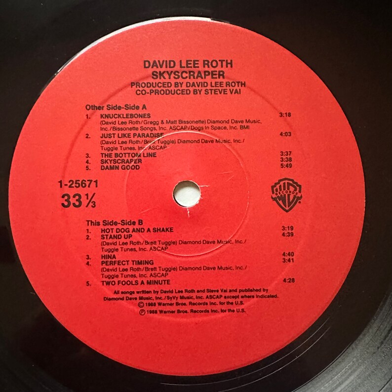 David Lee Roth / Skyscraper. Classic 1988 Vinyl LP. - Etsy