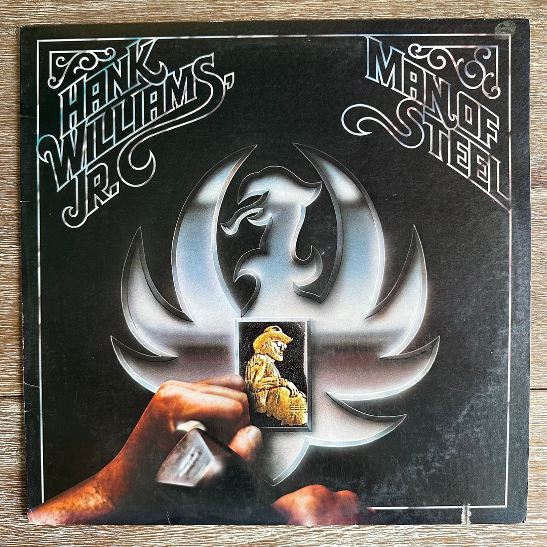 Hank Williams Jr / Man of Steel. Vintage 1983 Vinyl LP. FREE SHIPPING ...