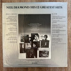 Neil Diamond / His 12 Greatest Hits. Vintage Vinyl LP W/ sweet Caroline ...