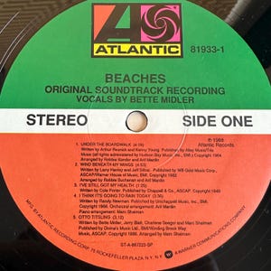 Bette Midler- Beaches Original Soundtrack Recording. Classic 1988 Vinyl ...