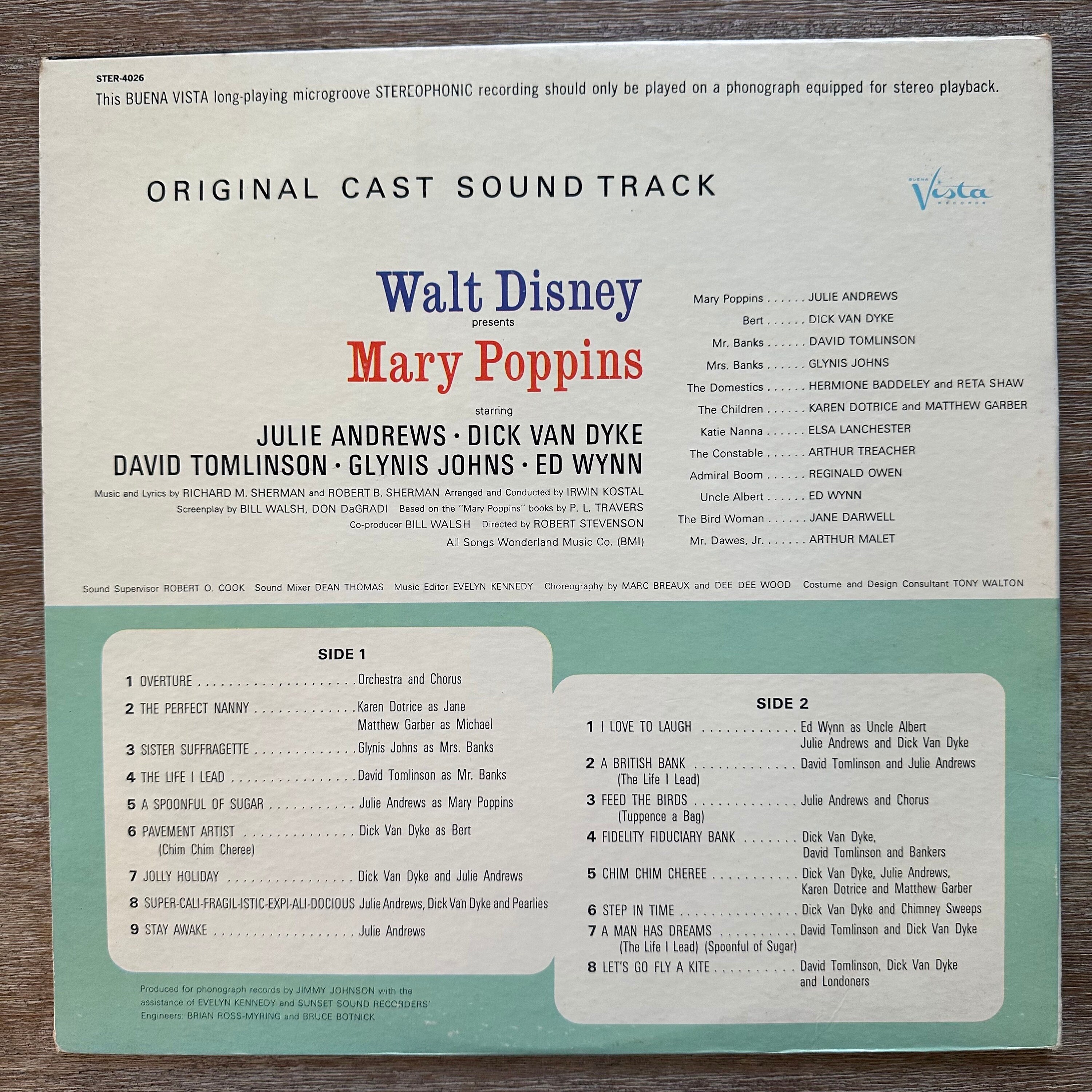Walt Disneys Mary Poppins Original Cast Soundtrack Vinyl LP. FREE ...