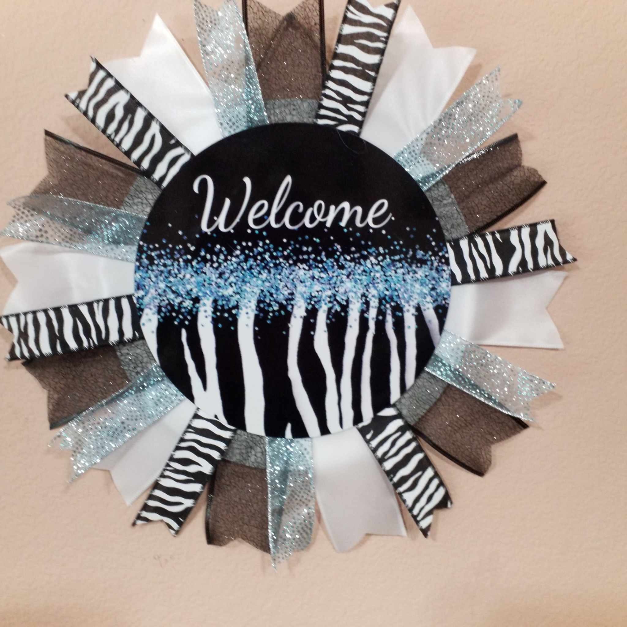 Zebra Welcome Door Hanger | Front Door Decor | Front Door Sign ...
