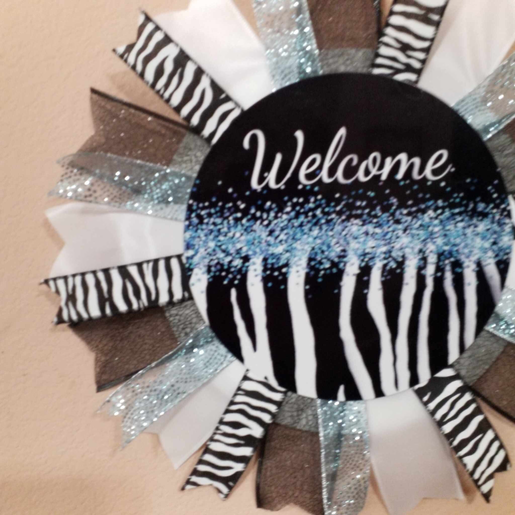 Zebra Welcome Door Hanger | Front Door Decor | Front Door Sign ...
