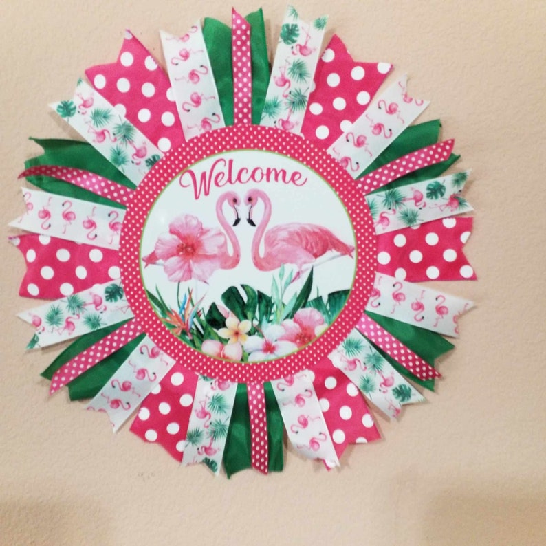 Flamingos Welcome Door Hanger | Front Door Decor | Front Door Sign ...