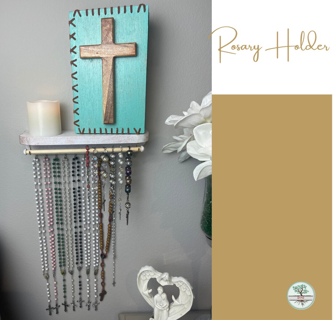 Rosary Hanger With Removable Hanging Rod, Jewelry Organizer, Rustic ...