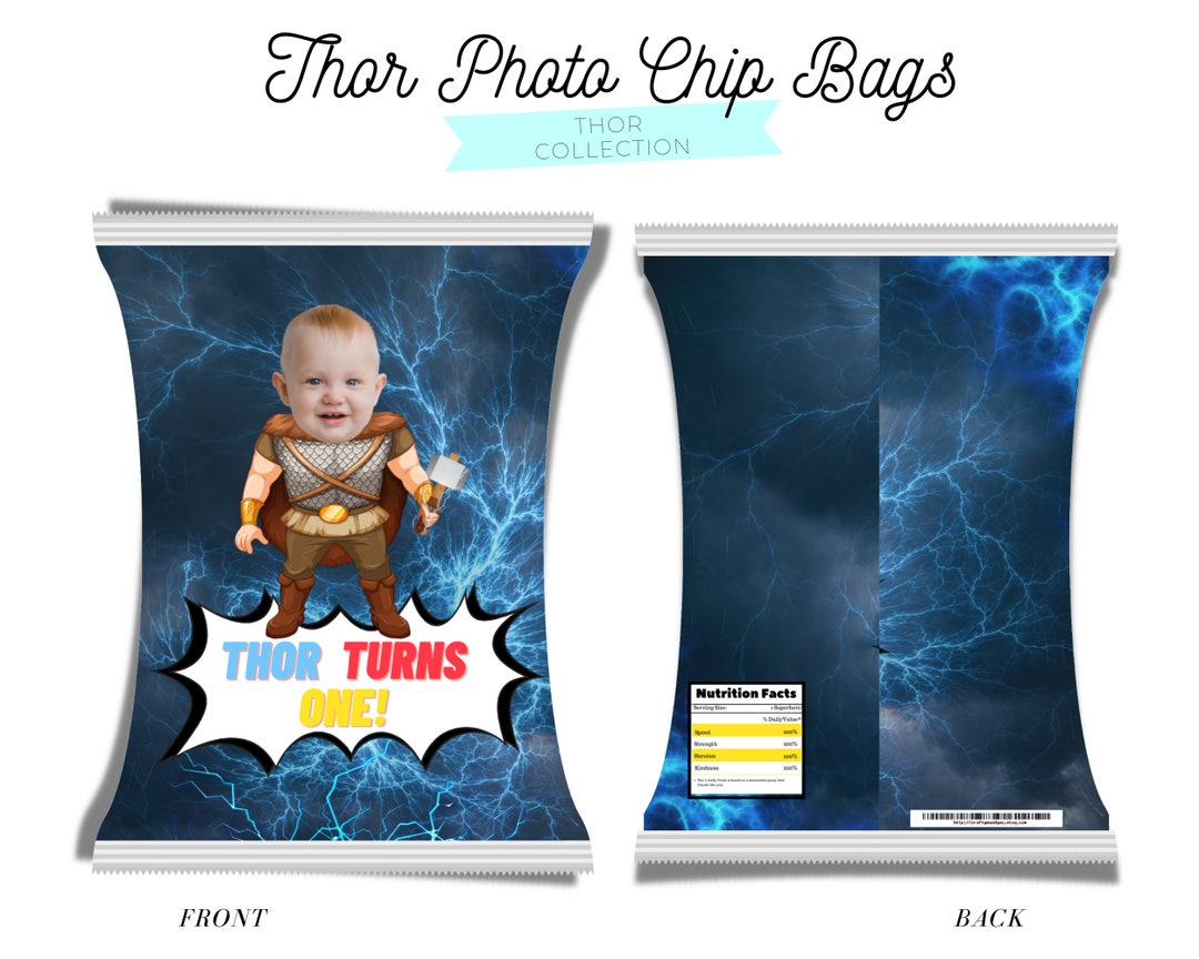 Personalized Chip Bag Wrapper, THOR Theme Birthday, Custom Thor Photo ...