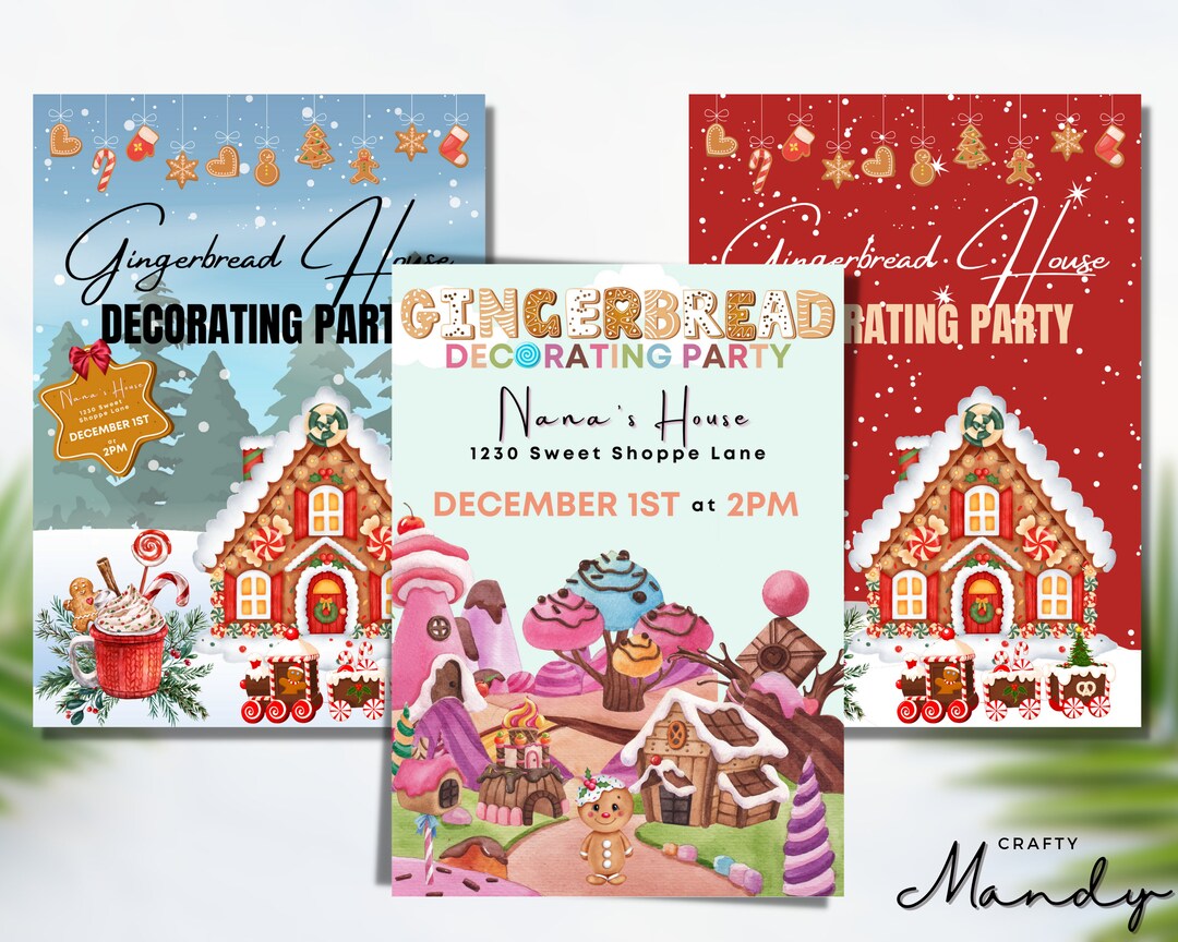 EDITABLE Gingerbread House Decorating Party Invitation. Holiday Party ...