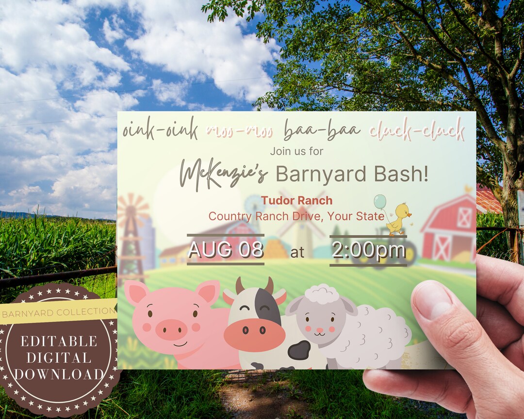 EDITABLE Barnyard Birthday Invitation. Barnyard Birthday, Barnyard ...